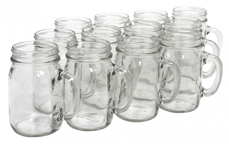 NMS Glass Pint Mug Handle Mason Drinking Jars - Case of 12 > North ...